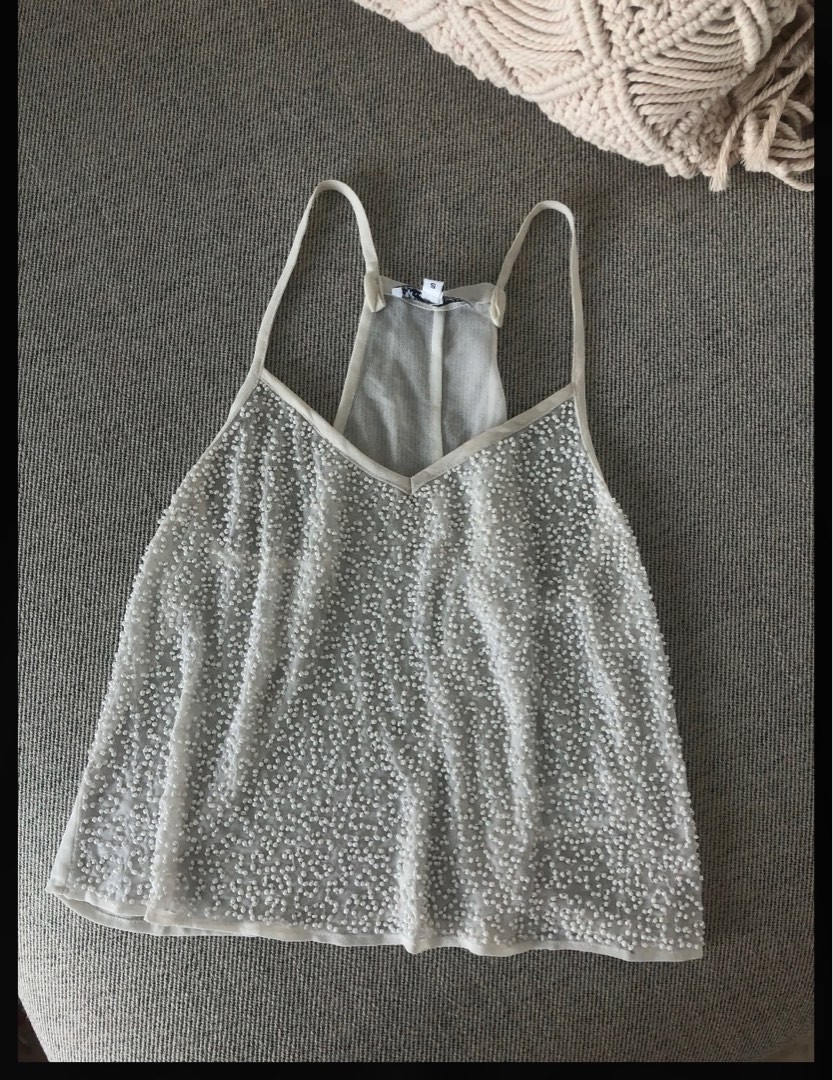 Hand embellished beaded top, Women's Fashion, Tops, Other Tops on Carousell