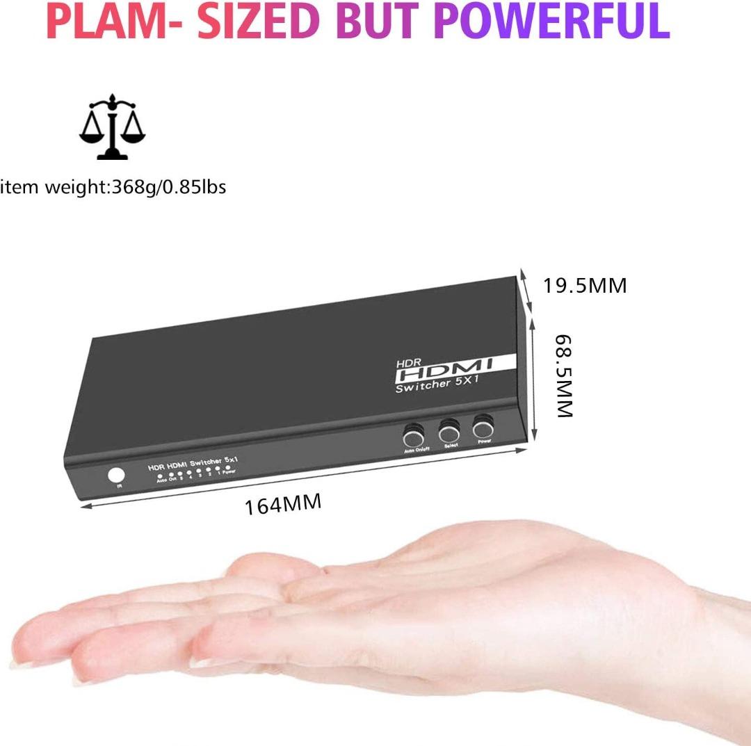 HDMI Switch Pickle Power 4K HDMI Switcher 5 in 1 out, HDMI Switch ...