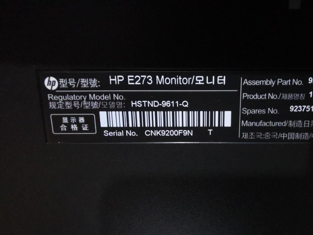 HP EliteDisplay E273 27-Inch LED Monitor, Computers & Tech, Parts & Accessories, Monitor Screens ...