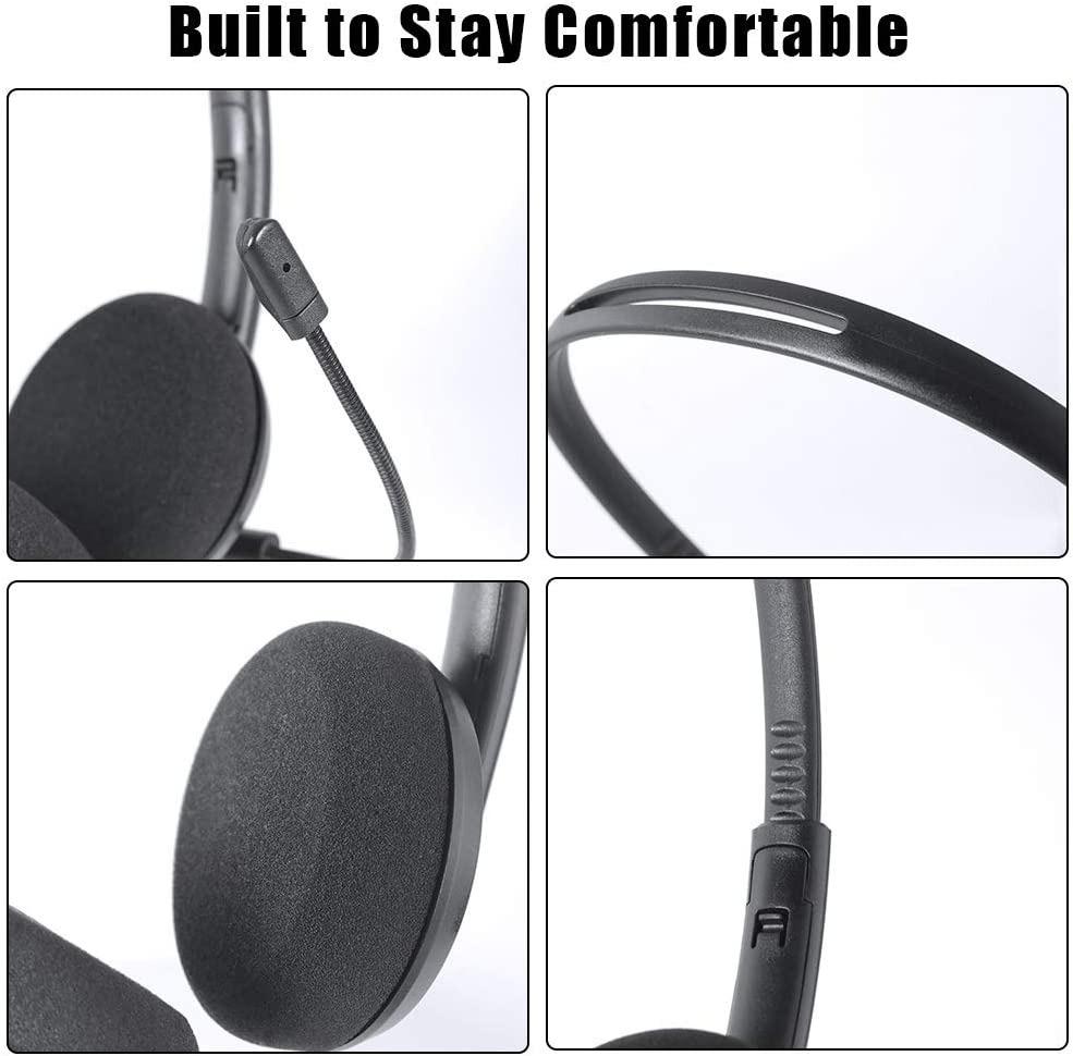 HUET USB Headsets Stereo with Noise Cancelling Mic and in-line Controls ...