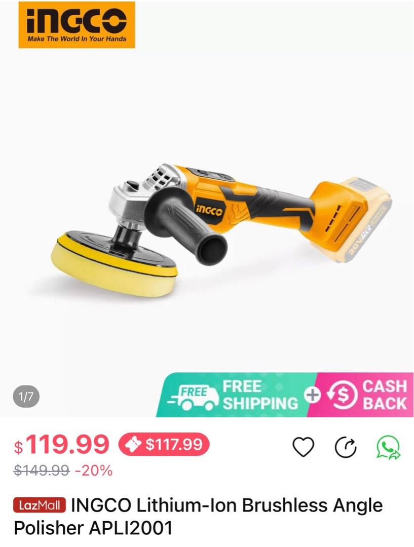 INGCO Angle Polisher APLI2001 with charger, batteries and polishing ...
