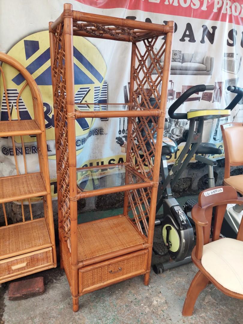 Japan rattan Display rack ( Glass shelf), Furniture & Home Living ...