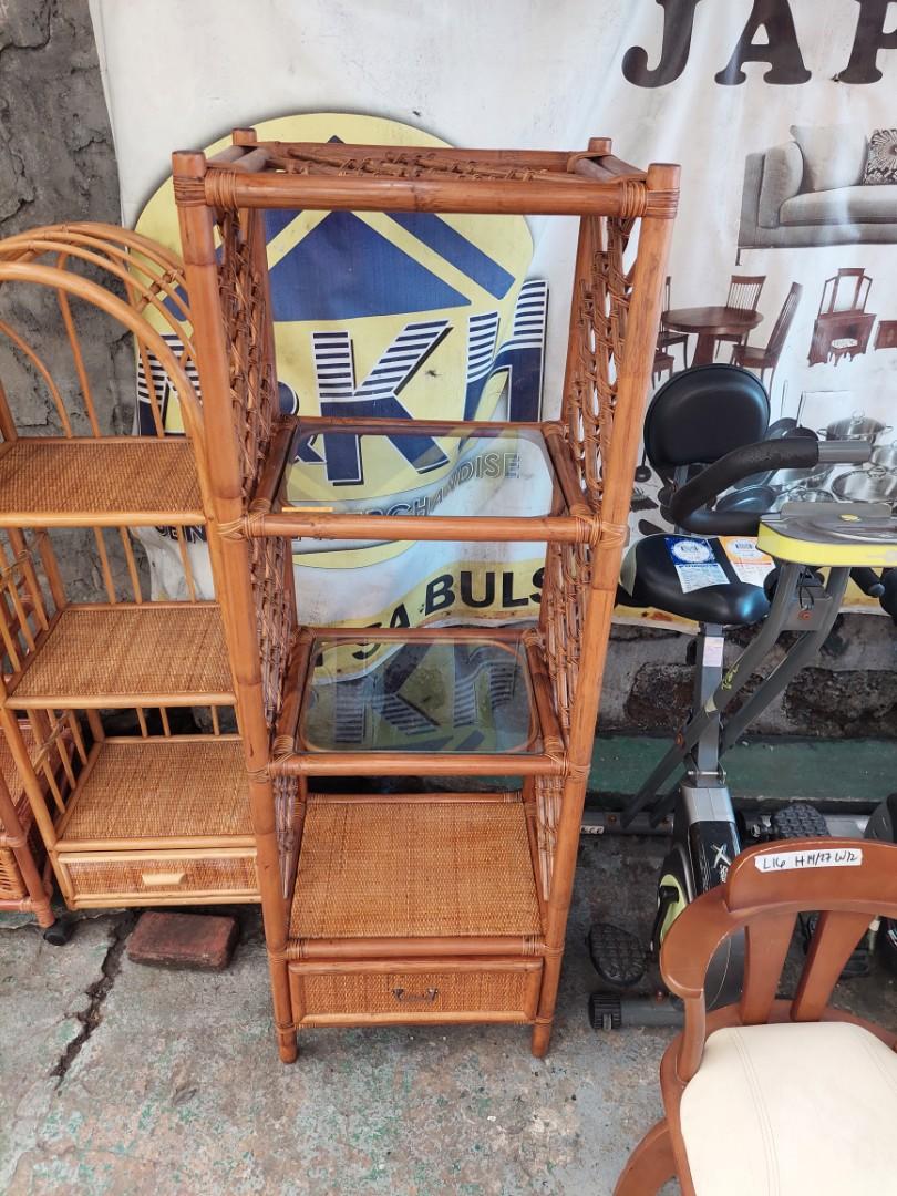Japan rattan Display rack ( Glass shelf), Furniture & Home Living ...