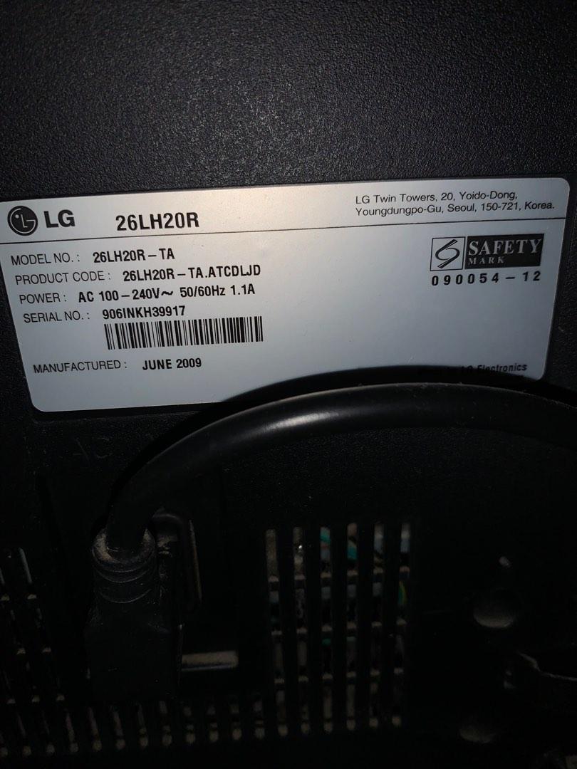 LG 26LH20R-TA - 26inch HD LCD TV, TV & Home Appliances, TV ...