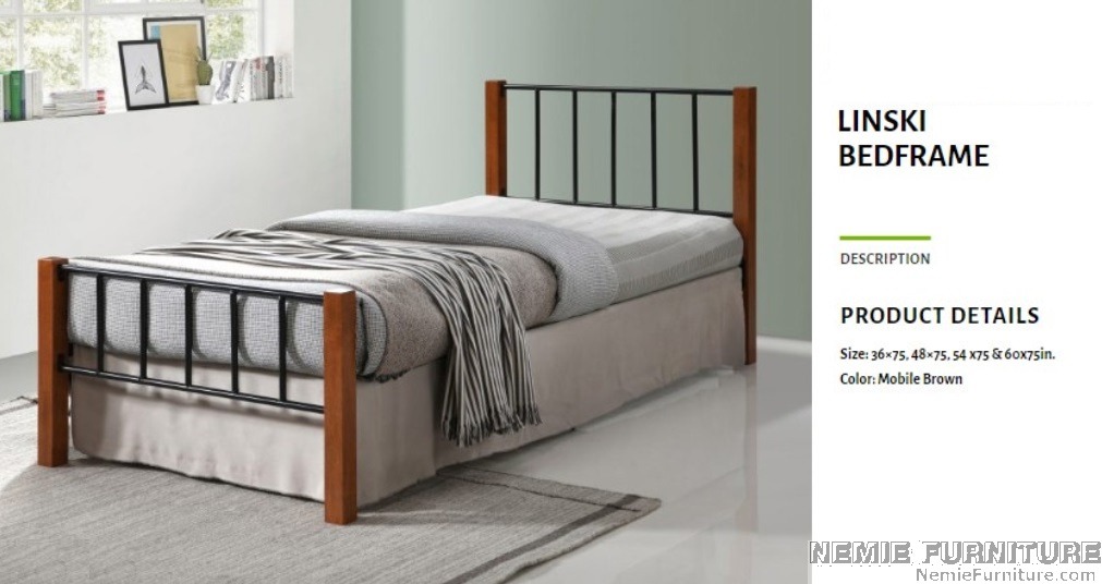 LINSKI wooden post bed frame single, Furniture & Home Living, Furniture ...