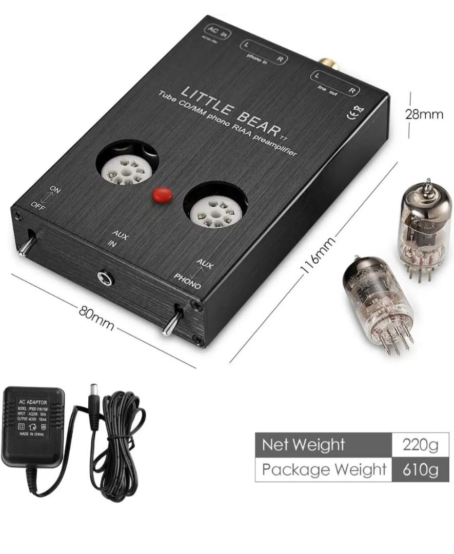 Little Bear T7 Vacumn Tube Mini Phono Stage RIAA MM Turntable Preamp ...
