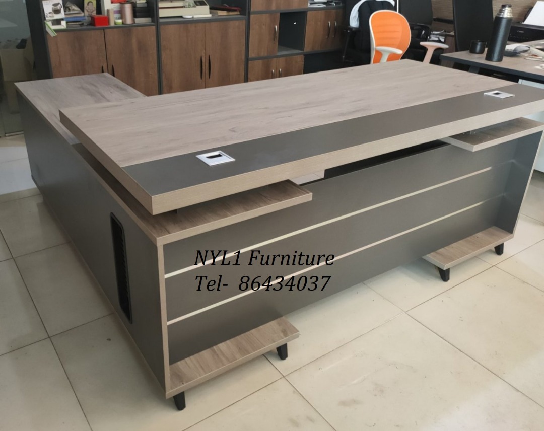 L-shape executive table/office table, Furniture & Home Living, Office ...