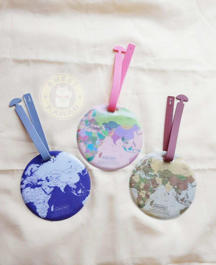 Luggage Tag Label Koper Gambar World Map, Fesyen Wanita, Tas & Dompet ...
