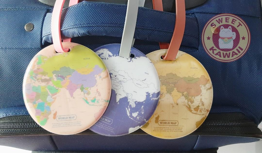 Luggage Tag Label Koper Gambar World Map, Fesyen Wanita, Tas & Dompet ...