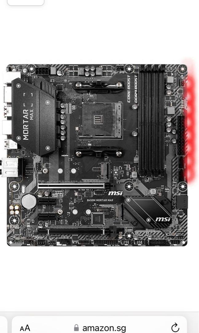 MSI B450M MORTAR MAX Motherboard mATX, AM4, DDR4, LAN, USB 3.2 Gen2 ...