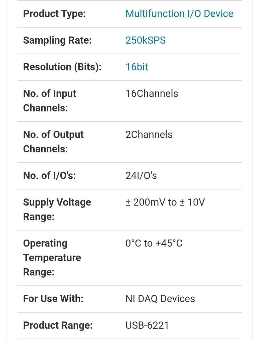 NATIONAL INSTRUMENTS NI USB 6221 Data acquistion multi-function IO ...
