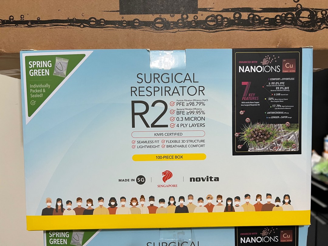 Novita Surgical Respirator R2 - 100 pieces, Health & Nutrition, Face ...