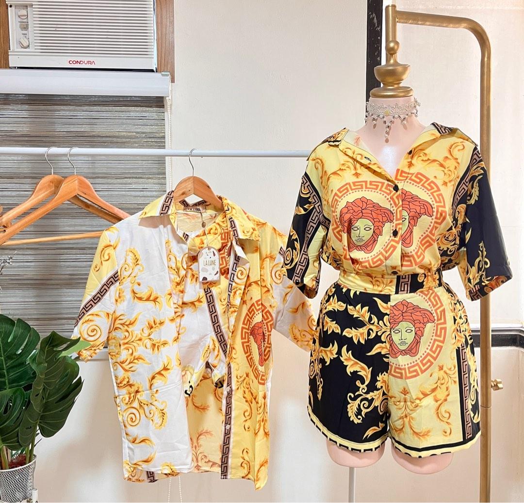 PREMIUM Bangkok LA LUNE VERSACE oversized polo shorts terno set ...