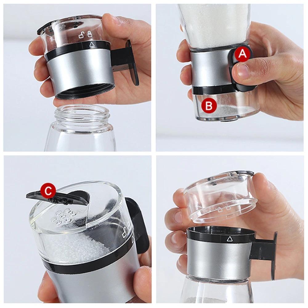 Push-Type Salt Dispenser Spice Shaker Salt Shaker Salt and Pepper Spice ...