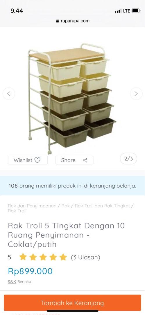 Rak troli informa 5 Tingkat Dengan 10 Ruang Penyimanan - Coklat/putih ...