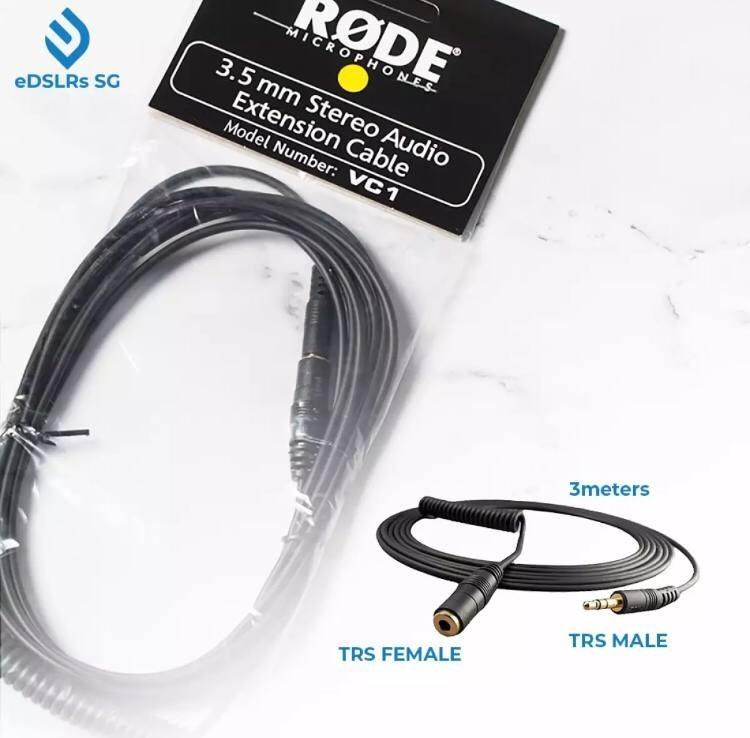 RODE VC1 3.5mm TRS Microphone Extension Cable for Cameras 3.05meters ...