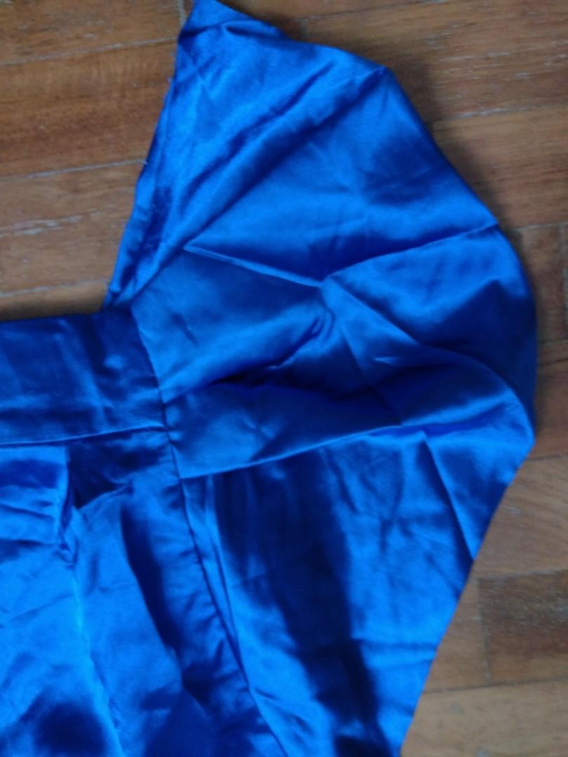 Royal blue satin dress with unique sleeves, Women's Fashion, Dresses ...
