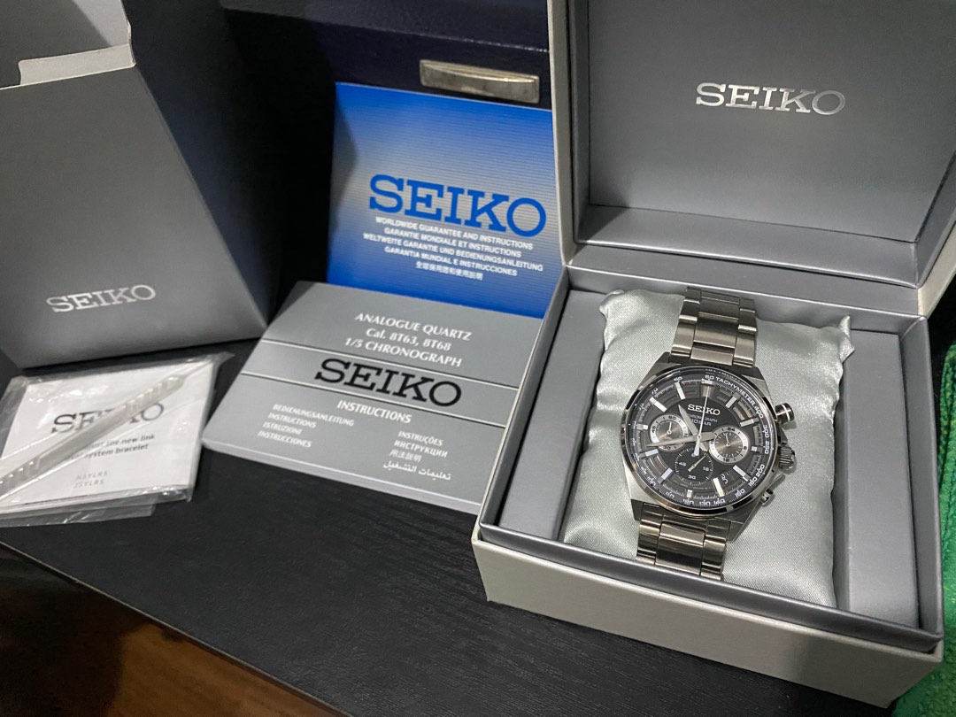 Seiko SSB397P1 Chronograph Quartz Black Dial Men's Watch, Men's Fashion ...