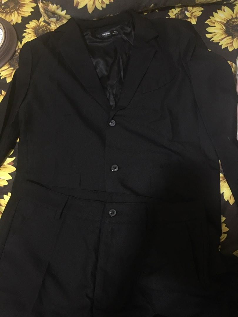 SHEIN Men Black Suit SET (Coat and Pants), Men's Fashion, Coats ...