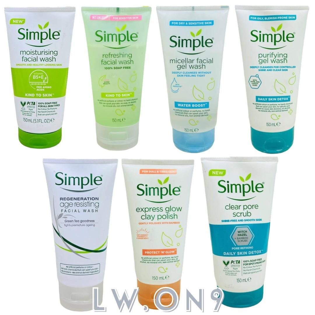 SIMPLE FACIAL WASH/SCRUB AVAILABLE 8 TYPES 150ML, Beauty & Personal ...