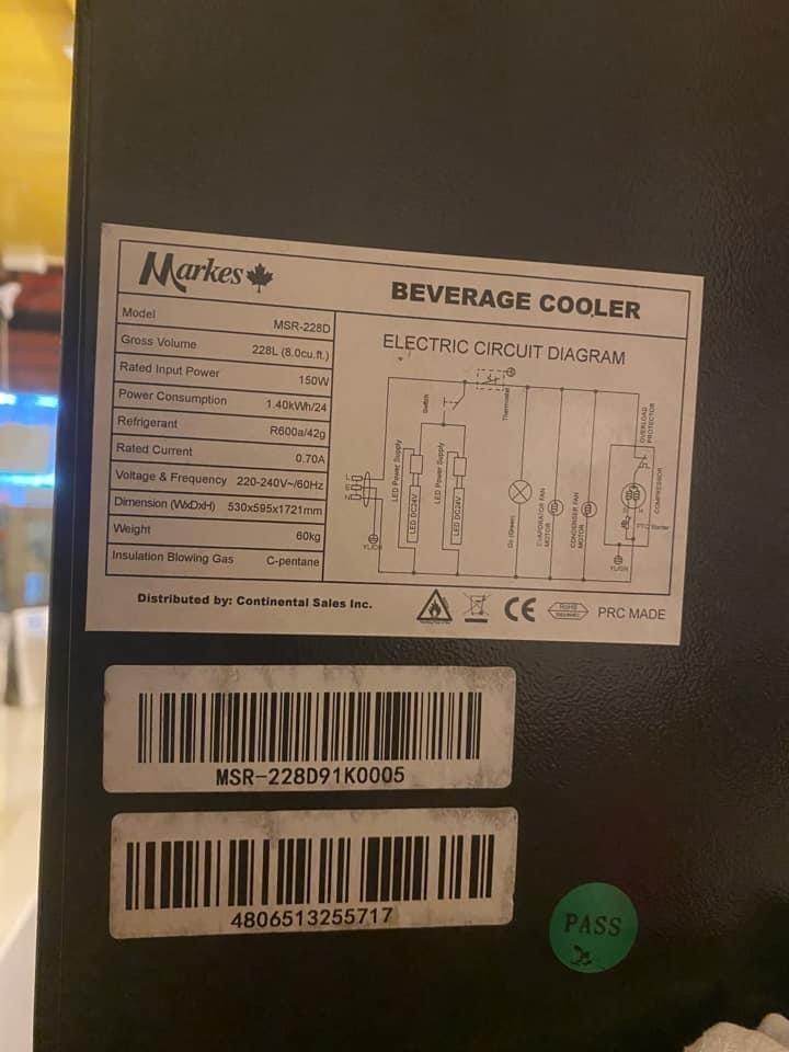 SLIGHTLY USED Markes Beverage Cooler / Showcase Chiller MSR-228D, TV ...