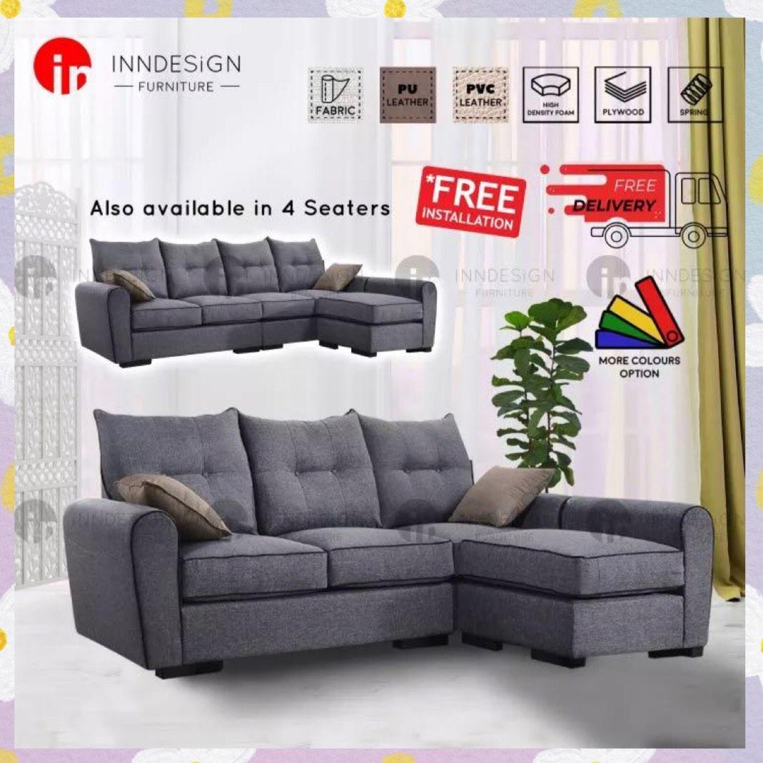 Sofas 3/4 seaters L shape sofa, Furniture & Home Living, Furniture, Sofas on Carousell
