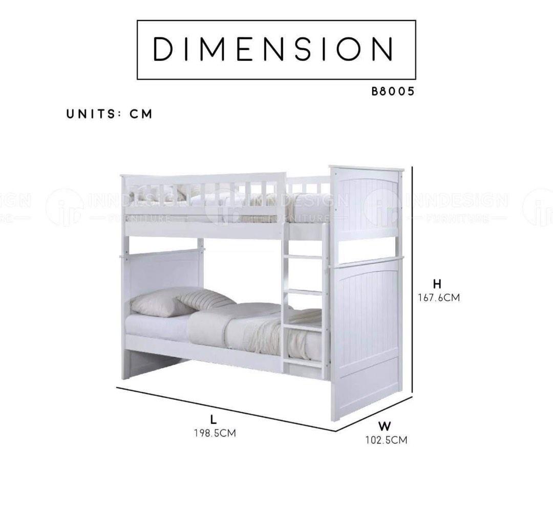 Solid Rubber Wooden Single Size Double Deck bed / Bedframe / Wooded Bed ...