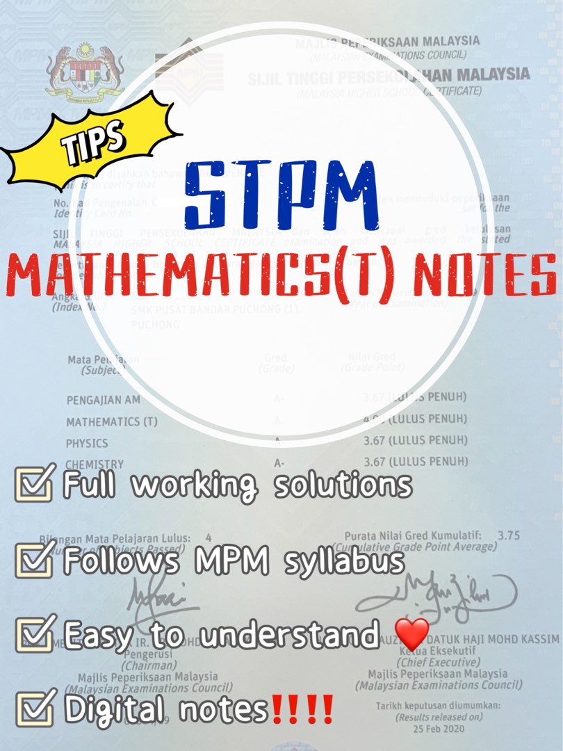 STPM MATH T ‘s Notes, Hobbies & Toys, Books & Magazines, Textbooks on ...