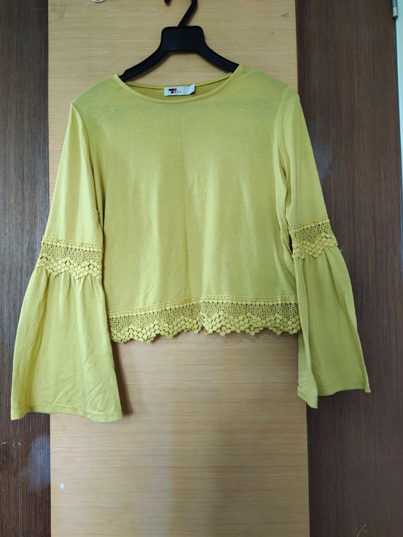 Temt top - Mustard Colour and Bell Sleeve, Women's Fashion, Tops ...