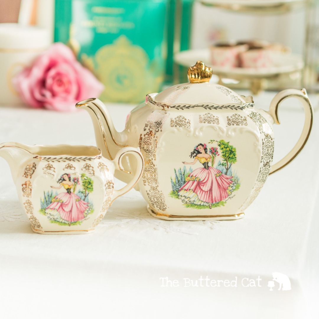 Vintage Sadler pink dress 'Dainty Miss' teapot and matching milk jug ...