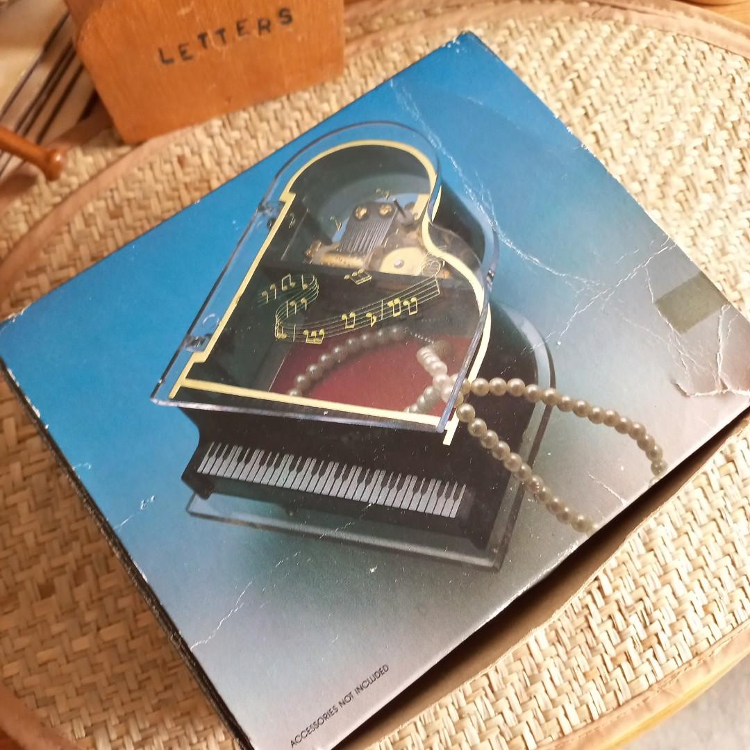 Vintage sankyo acrylic grand piano miniature music box jewelry trinket ...