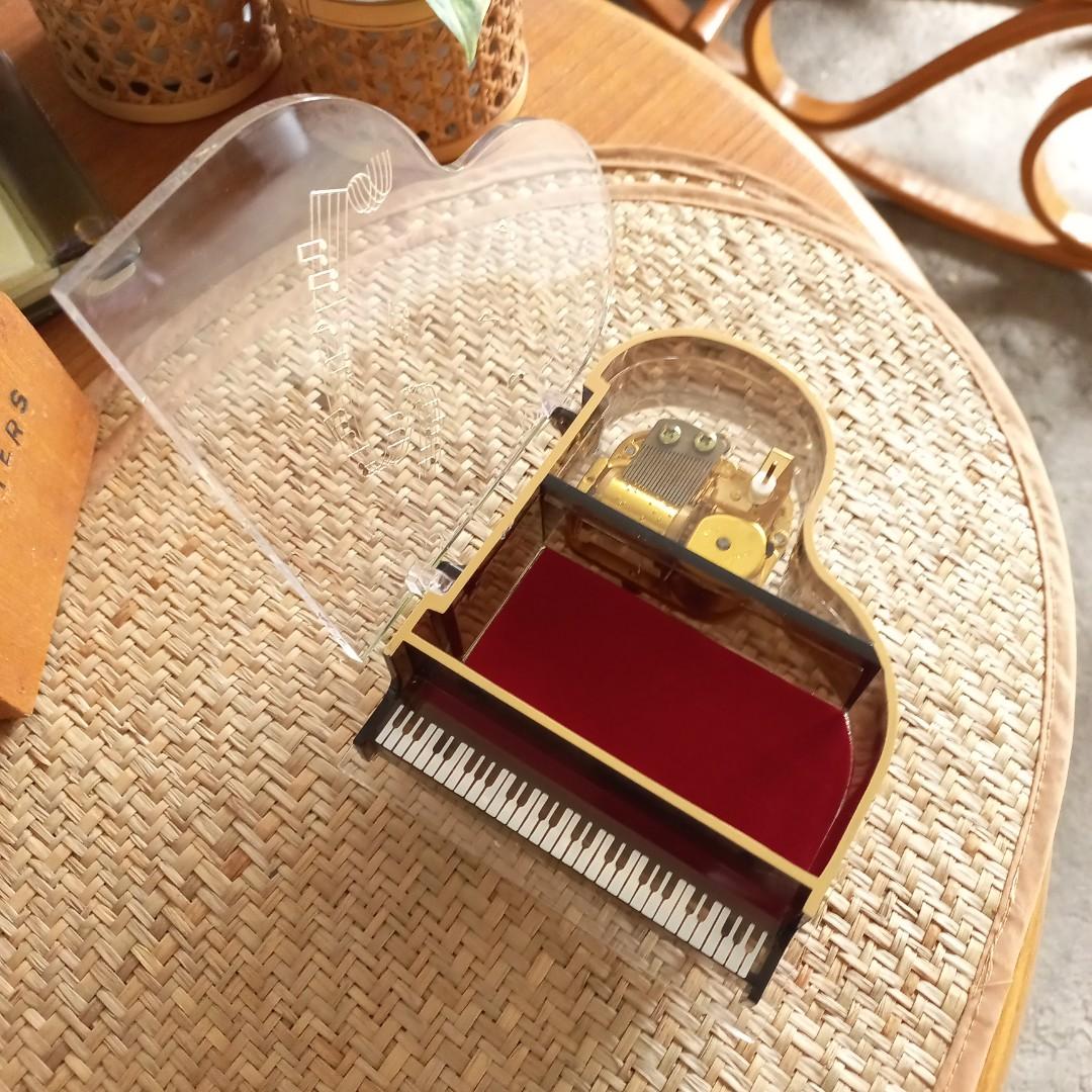 Vintage sankyo acrylic grand piano miniature music box jewelry trinket ...