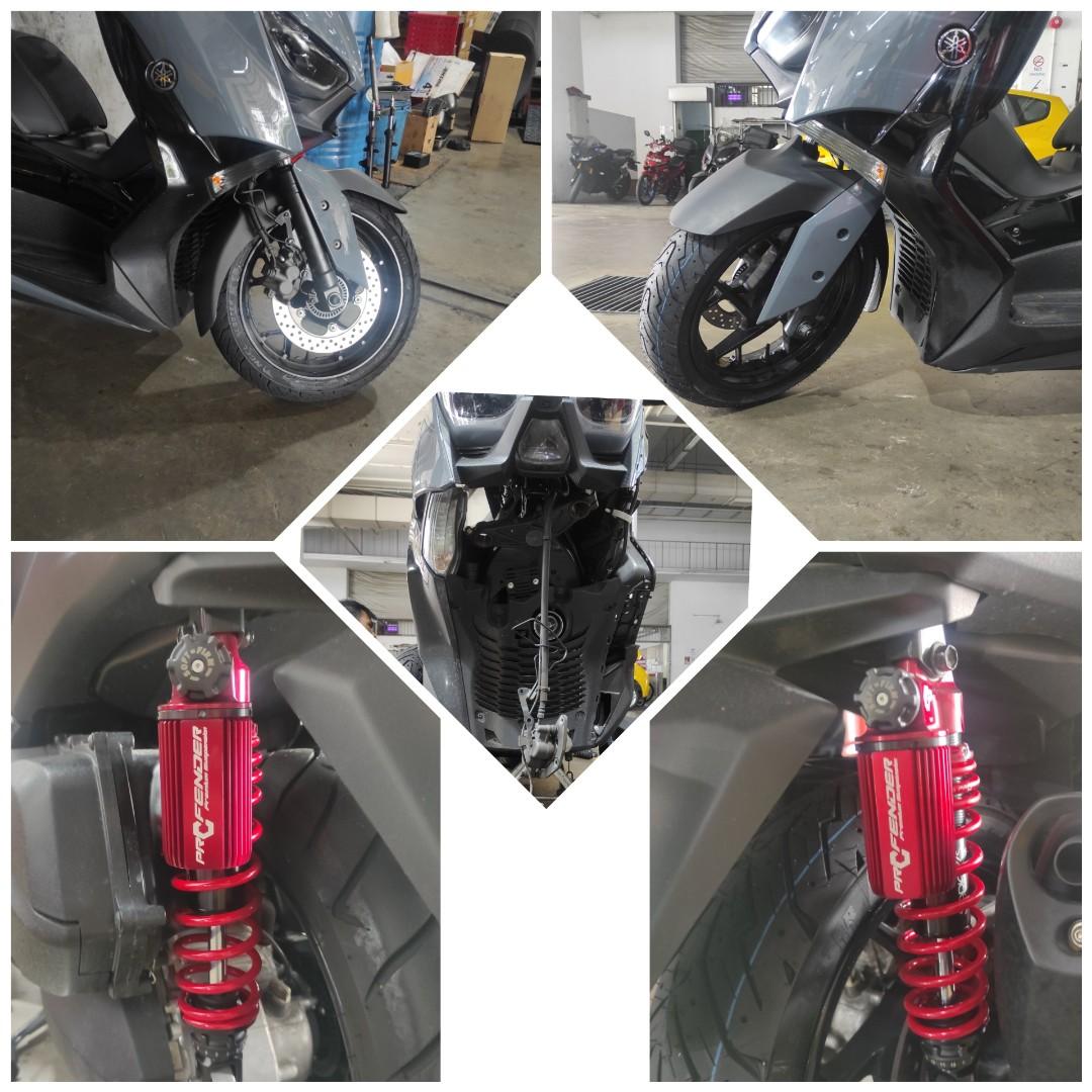 XMAX PROFENDER XSERIES LOWERED RED & YSS 2INCH LOWERED FORK KIT ...