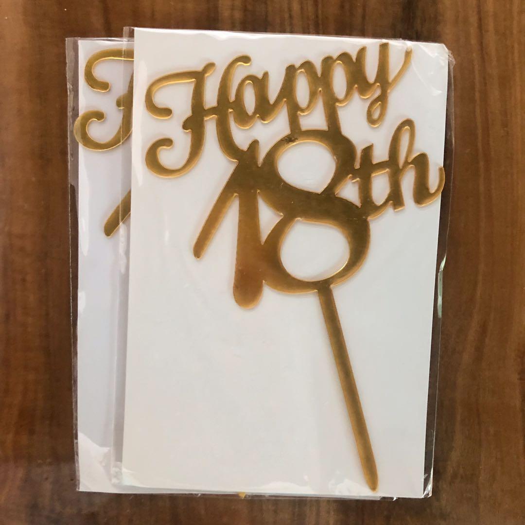 Acrylic Happy 18th Cake Topper (Gold), Hobbies & Toys, Stationary ...