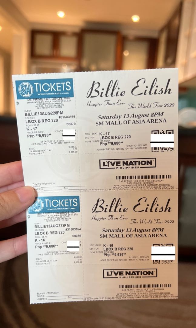 BILLIE EILISH & LANY, Tickets & Vouchers, Event Tickets on Carousell