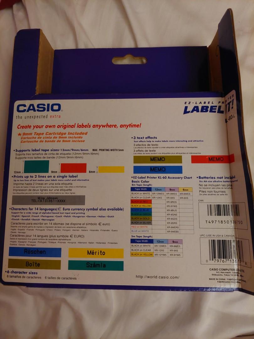 CASIO EZ Label Printer KL-60 with 9mm tape included, Hobbies & Toys ...