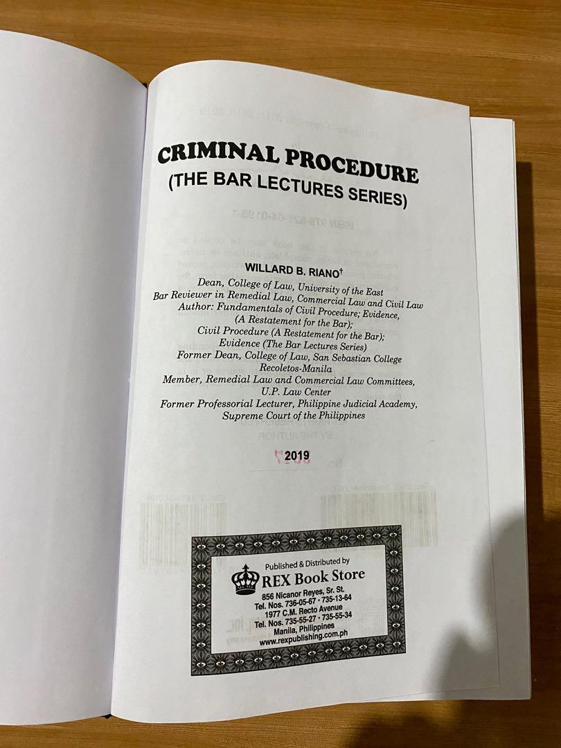 Criminal Procedure The Bar Lecture Series 2019 Edition By Willard