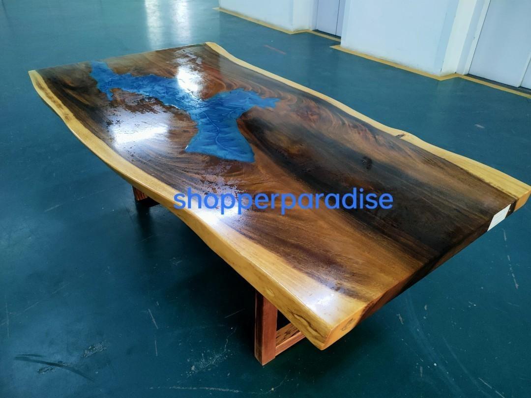 ERW 004B, Epoxy Resin Walnut Table, River Resin Walnut Table Hari Raya ...
