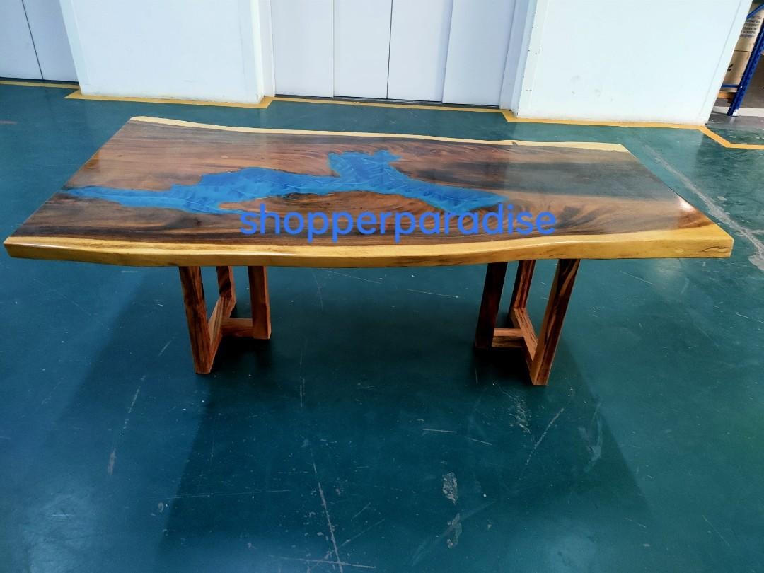ERW 004B, Epoxy Resin Walnut Table, River Resin Walnut Table Hari Raya ...