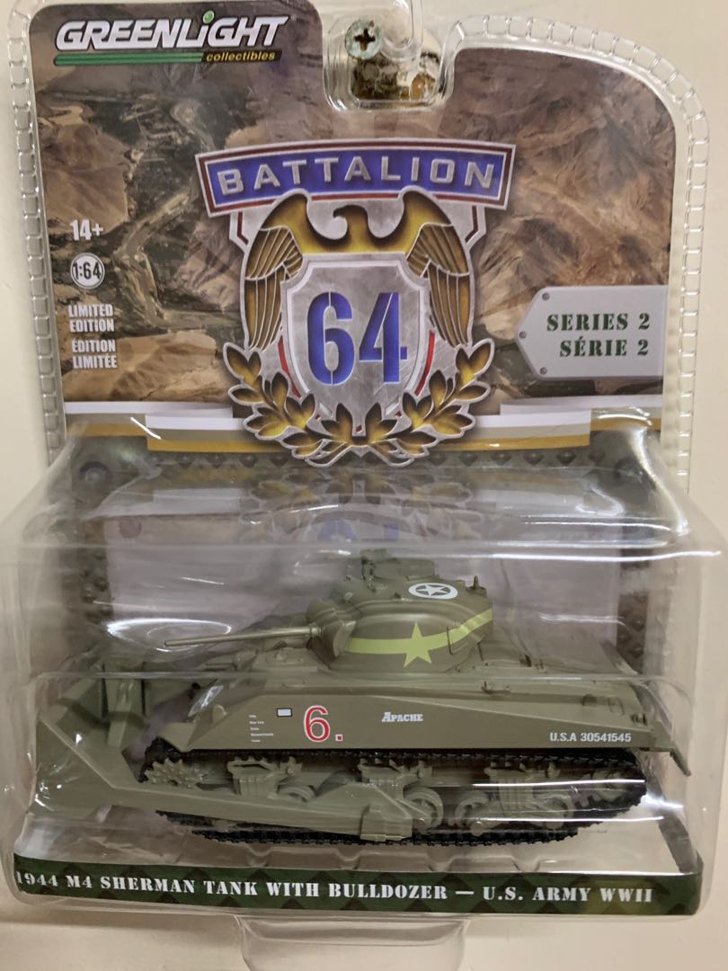 Greenlight Battalion 64 series 2 1944 M4 sherman tank with bulldozer ...