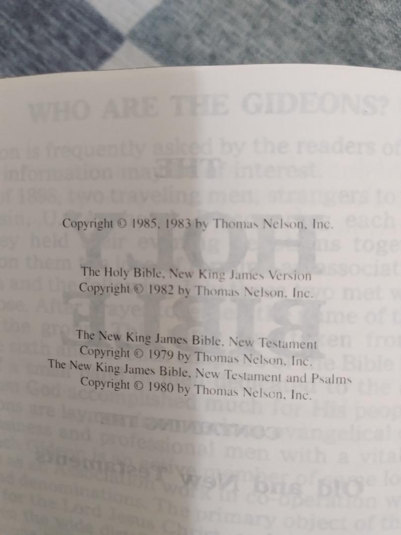 Holy Bible: The Gideons (New King James Version 1982), Hobbies & Toys, Books & Magazines ...