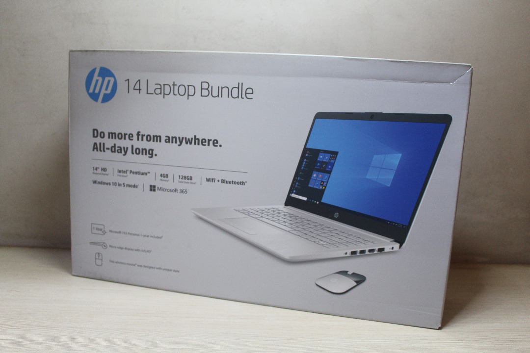 Hp laptop 14 Pentium silver N5030 4GB SSD 128GB ms office 365 + Mouse ...