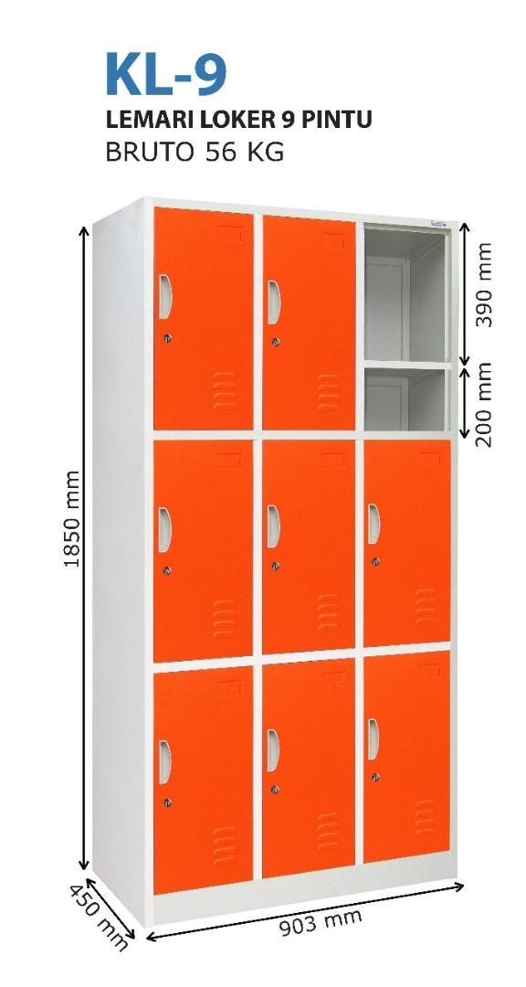 LOKER 9 PINTU LOCKER KL9 Kozure LEMARI KABINET BESI LOKER KARYAWAN, Perabotan Rumah di Carousell