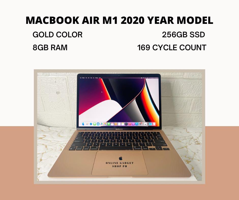 Macbook Air Gold M1 Chip 8gb Ram 256gb SSD Complete with box, Computers ...