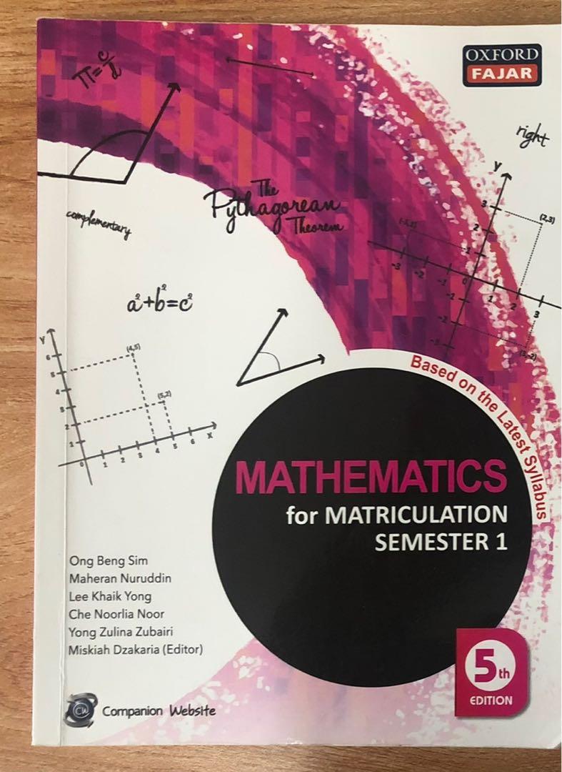 Mathematics for Matriculation Semester 1 Textbook, Hobbies & Toys ...