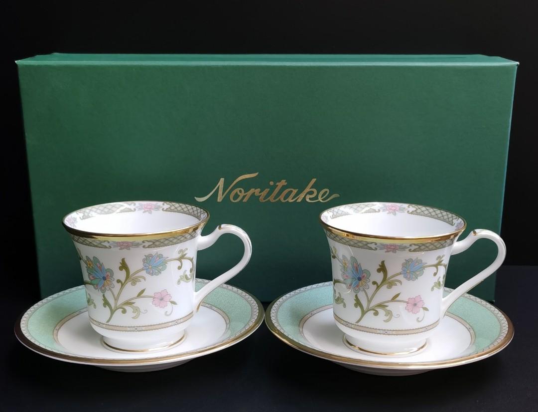 Noritake 2 Sets Made in Japan Yoshino Green 9983 Bone China American Coffee Cup & Saucer in ...