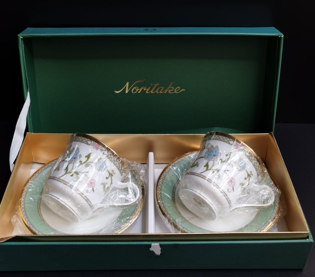 Noritake 2 Sets Made in Japan Yoshino Green 9983 Bone China American Coffee Cup & Saucer in ...