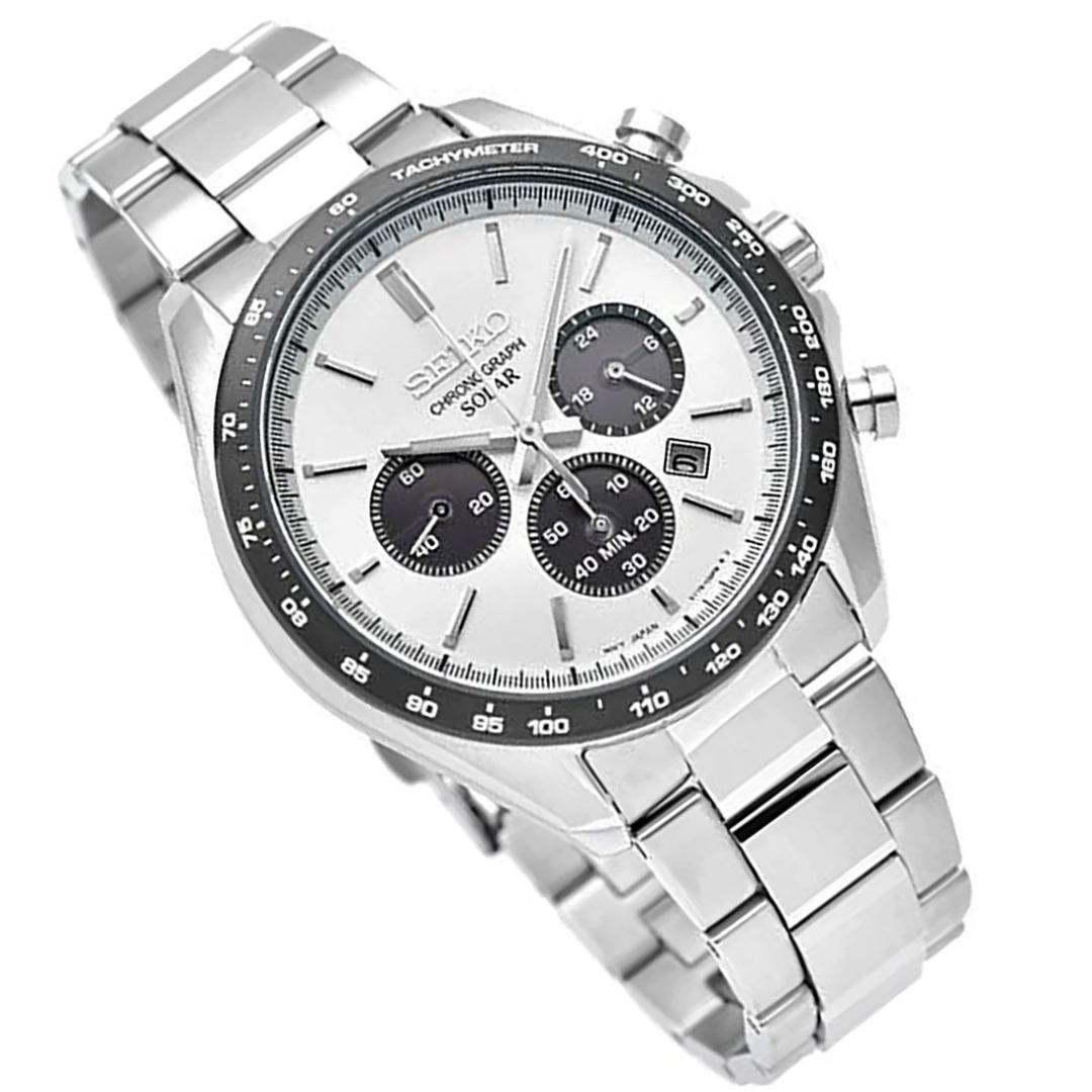 Original SEIKO JDM Selection Panda SBPY165 Chronograph White Dial Solar ...