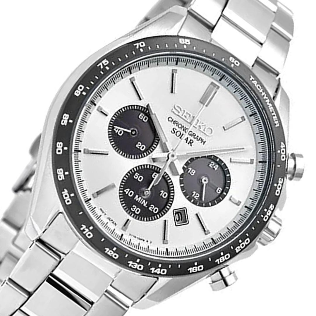 Original SEIKO JDM Selection Panda SBPY165 Chronograph White Dial Solar ...