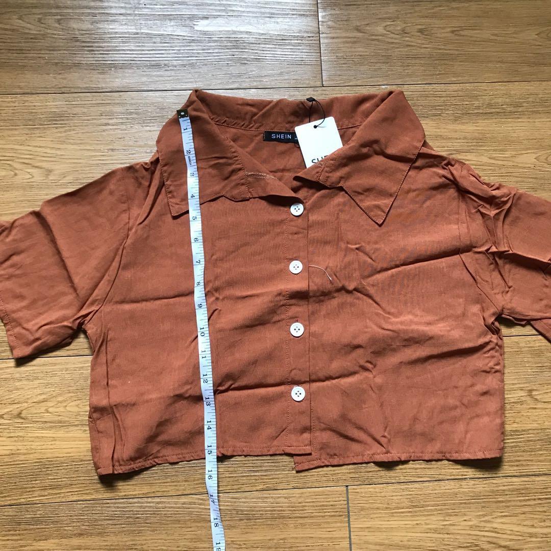 Rust crop top linen cropped polo, Women's Fashion, Tops, Blouses on ...